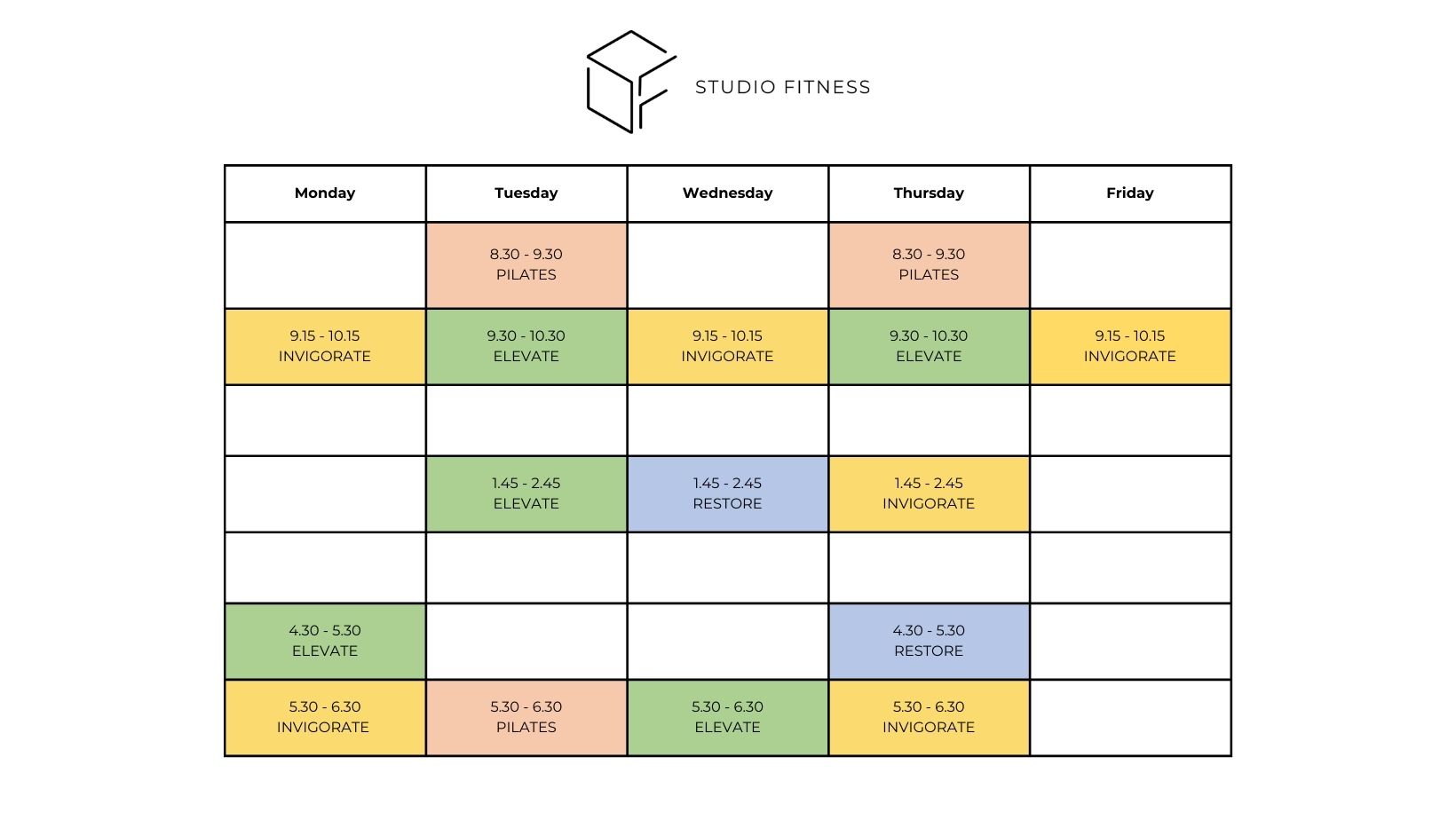 Pilates Timetable | Studio Fitness Sunshine Coast